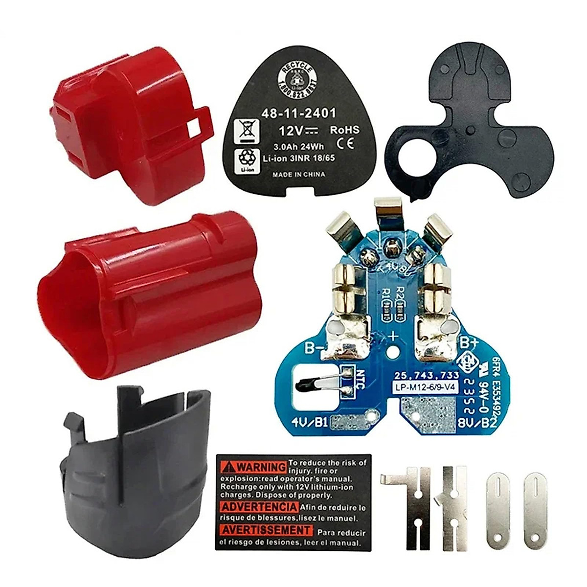 LICHIFIT M12 Three-cell Six-cell Battery Plastic Shell Case PCB Circuit Board Tag Sticker for Milwaukee 12V Li-ion Battery Repair Parts