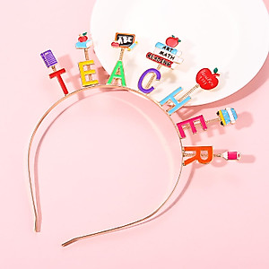 CEALXHENY Teacher Headbands for Women, Colorful Fri-Yay Headbands Cute Book Pencil Hairbands Back to School Hair Accessory Teacher Appreciation Gifts (Teacher)