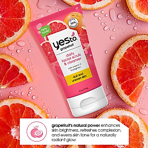 Yes To Grapefruit Daily Facial Scrub & Cleanser, Exfoliating & Restoring Cleanser That Enhances Skins Radiance, With Antioxidants, Lemon Balm Extract, & Vitamin C, Natural, Vegan & Cruelty Free, 4 Oz