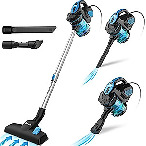 INSE Corded Vacuum Cleaner, Corded Stick Vacuum with 600W Powerful Motor 18000Pa Handheld Vacuum Cleaner for Pet Hair Hard Floor Home - Blue