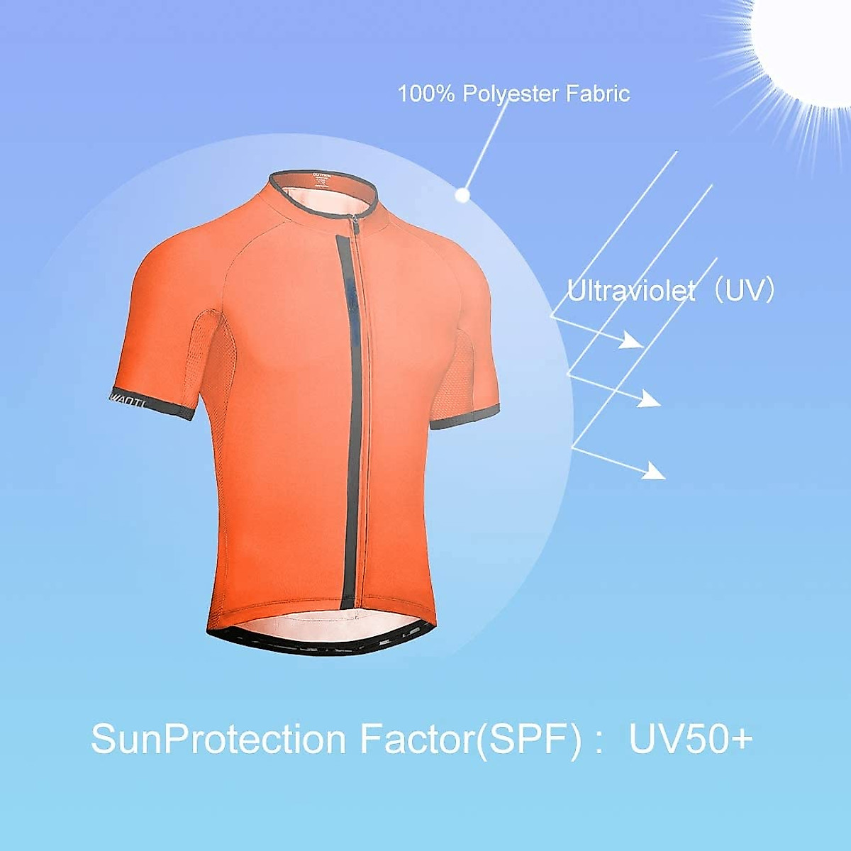 wantdo Men's Cycling Bike Jerseys Short Sleeve Mountain Bike Shirts Quick Dry Bike Clothing Full Zip 3 Rear Pockets Breathable Reflective Orange