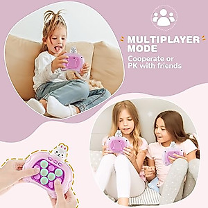 Ideashop Pop Fidget Game for Kids Adult, Handheld Quick Push Bubble Toy Light Up Game, 4 Modes, More Challenging Travel Portable Puzzle Game Machine, for Kids Birthday Gift (Rabbit)