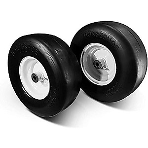HORSESHOE New 13x5.00-6 Flat Free Smooth Tire w/Steel Wheel for Residential Riding Lawn Mower (Deck 36"-46") Garden Tractor -hub Length 3.25"-5.9" - Bore ID 5/8" 135006 (2)