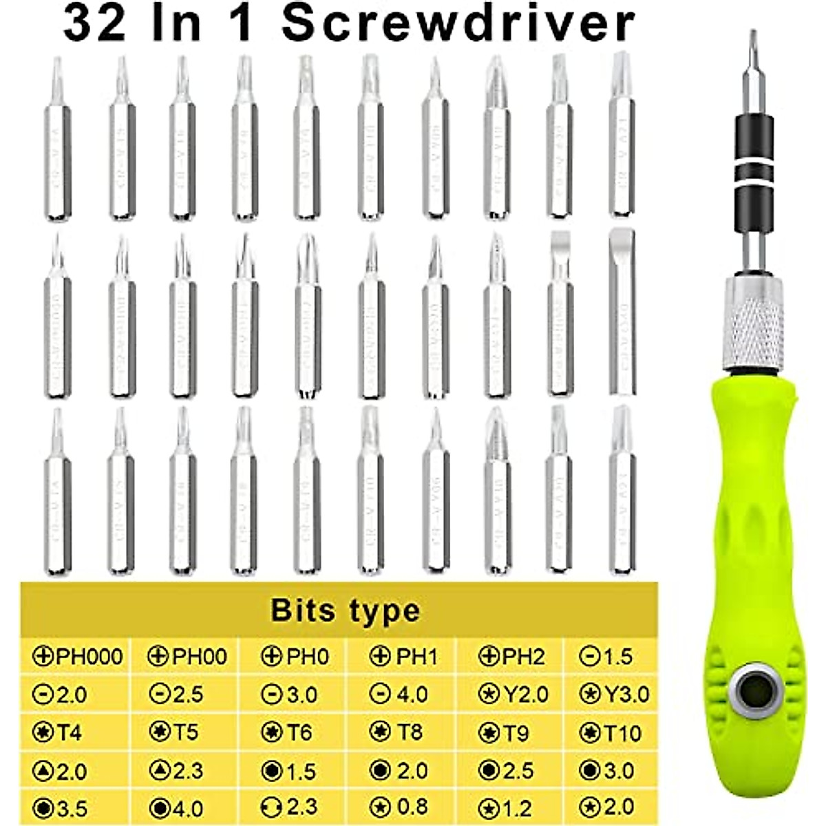 32 In 1 Small Screwdriver Set, Mini Magnetic Screwdriver Set – Contains 30 Bits Precision Repair Tool Kit, Torx Screwdriver Tool Sets for Eyeglass, Watch, Phones, Laptop, Computers, Toys