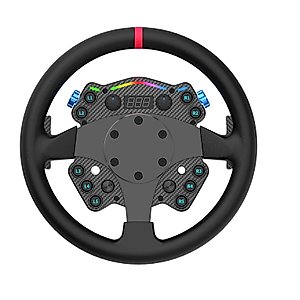 CAMMUS Racing Simulator Steering Wheel C12, Leather Steering Wheel Cover + Multifunction Controls, Real Force Feedback, Magnetic Paddle Shifters, PC High Performance Operation - Black