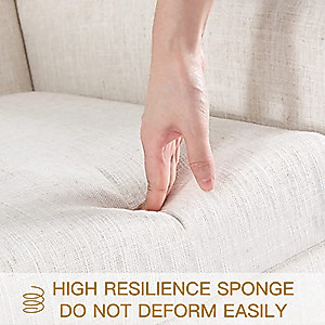 HUIMO 58” Loveseat, Modern Small Couch with Button Tufted Upholstered Fabric, Love Seat Couches for Living Room, Cream Love Seats Furniture for Bedroom, Office, Small Space, Small Apartment (Ivory)