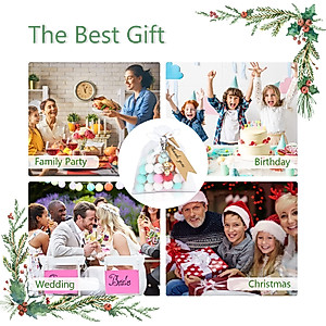 GWHOLE 30 Set of Angel Keychain with Organza Gift Bags and Thank You Favor Tags Guest Return Gift for Baby Shower Baptism Favors Wedding Bridal Birthday Party Favors, Beige