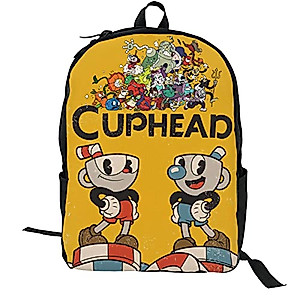 Woodyotime Cuphead & Mugman Show Teen/Adult School Bag Lightweight Backpack Laptop Rucksack Students College For Men Women Large Space