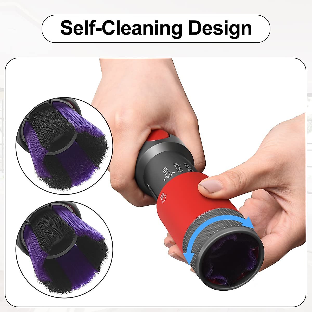 DrRobor Scratch-Free Dusting Brush for Dyson V7 V8 V10 V11 V12 V15, Traceless Soft Dust Brush Attachment with Self Cleaning Design