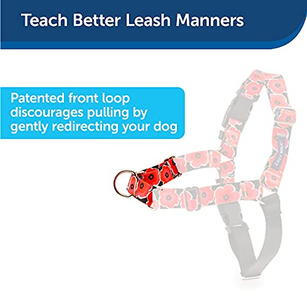 PetSafe EWH-C-HC-S-POP Easy Walk Chic Harness, Small, Poppies