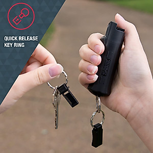 SABRE Pepper Spray for Self Defense, 2-in-1 Stun Gun and Flashlight, 25 Bursts of Max Strength OC Spray, Finger Grip, 0.54 fl oz, 1.160 µC Charge, 120 Lumens, Rechargeable, Safety Switch, Holster