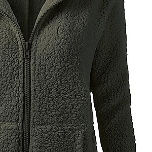 Youmymine Women Hooded Fleece Coat Winter Warm Wool Zipper Cotton Snowsuit Plus Size Sweater Outwear (L, Army Green)