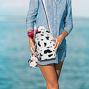 Abaodam Backpack Mini Cow Print Canvas White Cows Baby Bag Women- Canvas Shoulder Pouch Creative Fanny Pack Fashion Backpack for Woman Girl Lady