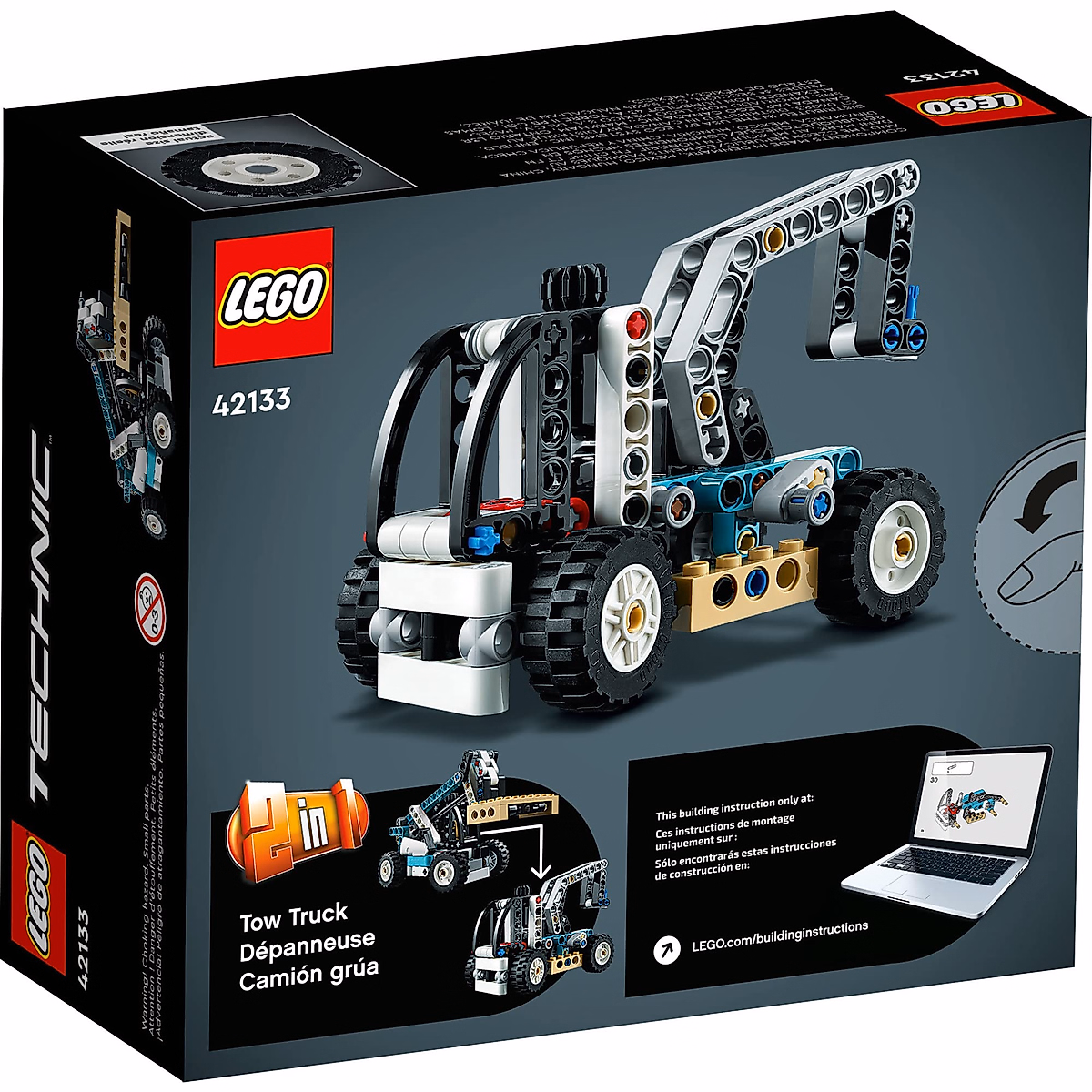 LEGO Technic 2 in 1 Telehandler 42133 Forklift to Tow Truck Toy Models, Construction Truck Building Set, Toys for Kids, Boys and Girls Aged 7 Plus