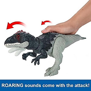 Mattel Jurassic World Dominion Wild Roar Eocarcharia Dinosaur Action Figure Toy with Sound & Attack Action, Plus Downloadable App & AR
