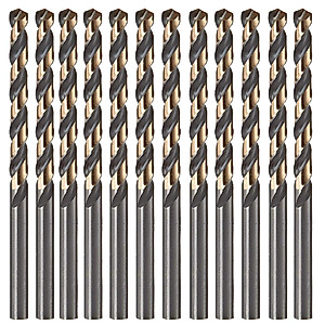 12 PCS 1/16" HSS Black and Gold Coated Twist Drill Bits, Metal Drill, Ideal for Drilling on mild Steel, Copper, Aluminum, Zinc Alloy etc. Pack in Plastic Bag