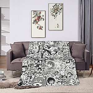 Anime Sexy Waifu Hentai Ahegao Face All Season Fleece Blanket Throw Ultra Soft Flannel Blanket Digital Printed Premium Fluffy Microfiber Fleece