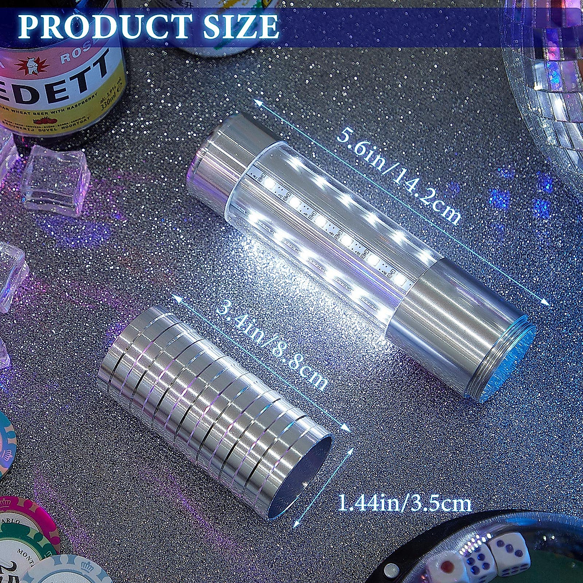 4 Pieces LED Strobe Baton Light Led Bottle Service Light Bright Rechargeable LED Light Champagne Bottle Handheld Light Topper for Nightclub Wedding Party Concert Event Outdoor (Silver)