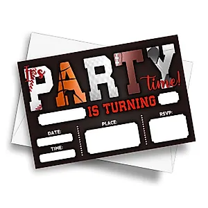 DETIHO 4" x 6" Sports Theme Birthday Party Invitation Cards With Envelopes - It's Party Time - Basketball Football Soccer All Star Sports Invitation - 20 Sets - E02
