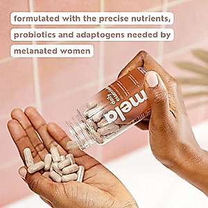 Mela Daily Essentials Multivitamin for Melanated Women - High-Dose Vitamin D3 and B12, Probiotics, Lion's Mane, Ceylon Cinnamon - Vegan, Gluten Free, Non-GMO, 30 Day Supply (60 Capsules)