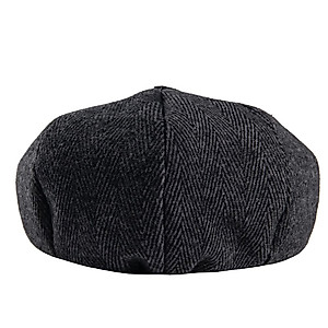 Hccfit 2 Pack Newsboy Cap Peaky Herringbone Baker Boy Flat Caps for Men Women (Black and Gery)