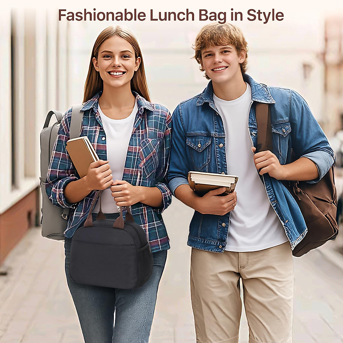 Lunch Bag, Bagseri Insulated Lunch Tote Bags for Women Men, Portable Reusable Adult Lunch Cooler Bag Thermal Organizer, Water-resistant Lining (Dark Grey)