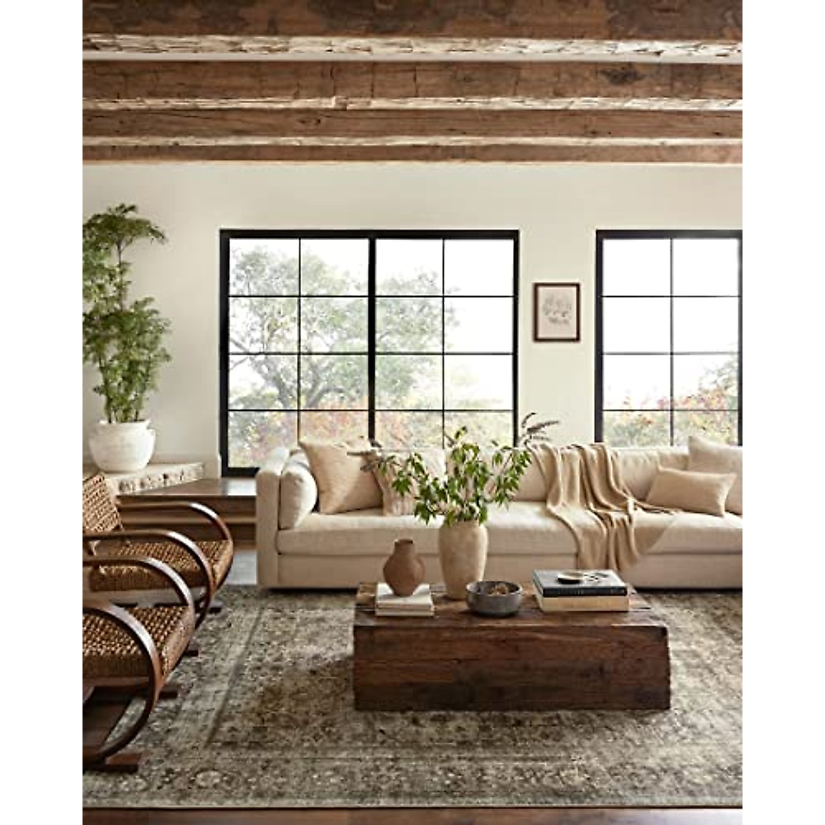 Magnolia Home by Joanna Gaines x Loloi Sinclair Collection SIN-01 Machine Washable Pebble / Taupe 7'-6" x 9'-6" Area Rug