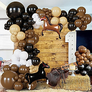 Western Balloon Arch Kit 137pcs Cowboy And Horse Balloons, Brown And Black Balloon Garland For Boy First Rodeo, Wild West Country Birthday Decorations, And Farm Fiesta Party Decorationsy