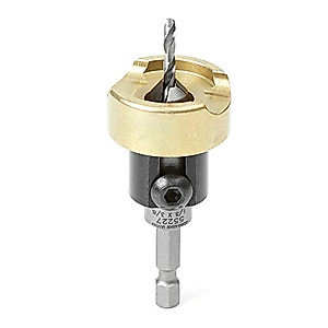 Amana Tool 55227 Carbide Tipped 82 Degree Countersink Set with Adjustable Drill Bit Depth Stop and No-Thrust Ball Bearing 3/8 Dia x 1/8 Drill Dia x 1/4 Inch Quick Release Hex Shank