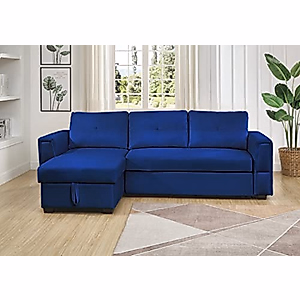 Legend Vansen 91'' L-Shaped Convertible Sectional Sleeper Sofa with Pull-Out Bed and Storage,with Reversible Chaise,Convertible Sofa for Living Room and Apartment