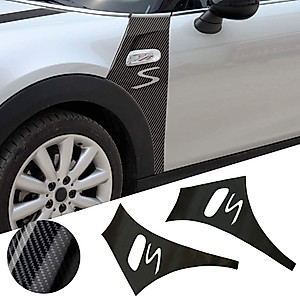 CHARMINHORSE 2pcs 5D Carbon Fibre Sticker for Mini Cooper F56 Fender Side scuttles (S Style)