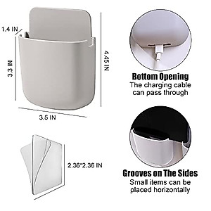 BZUEPRS Remote Control Holders Wall Mounted, 3 Pcs Self Adhesive Storage Box, Bottom Slot Easy Phone Charging, Wall Mounted Organizer Stand for Bathroom Bedroom Kitchen Office