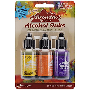 Adirondack Brights Alcohol Ink .5oz 3/Pkg-Summit View-Sunshine/Sunset/Pure Twilght