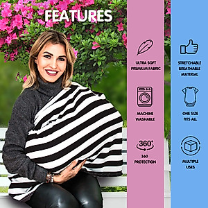 Baby Car Seat Cover - Multi Use Nursing Cover Pattern - Ideal Grocery Cart Cover and Highchair - Nursing Breastfeeding - Resistant - Perfect Baby Gift