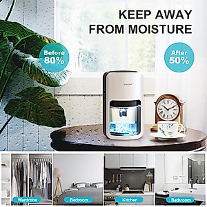 Dehumidifiers, JREAWD Portable Small Dehumidifiers for 320 Sq.Ft with Defrost Protection LED Light 40oz(1200ml) Ultra Quiet Dehumidifiers for Home Bedroom Bathroom Kitchen Closet Office RV