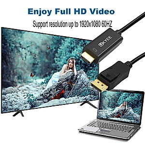 UKYEE Displayport to HDMI Cable 6FT/1.83M 2-Pack, Display Port (DP) to HDMI Adapter 6FT Male to Male Cord Converter for PCs to HDTV, Monitor, Projector.