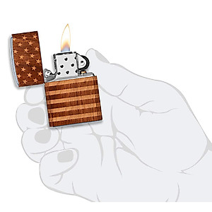 Zippo Woodchuck USA American Flag Wrap Pocket Lighter, Brown, One Size