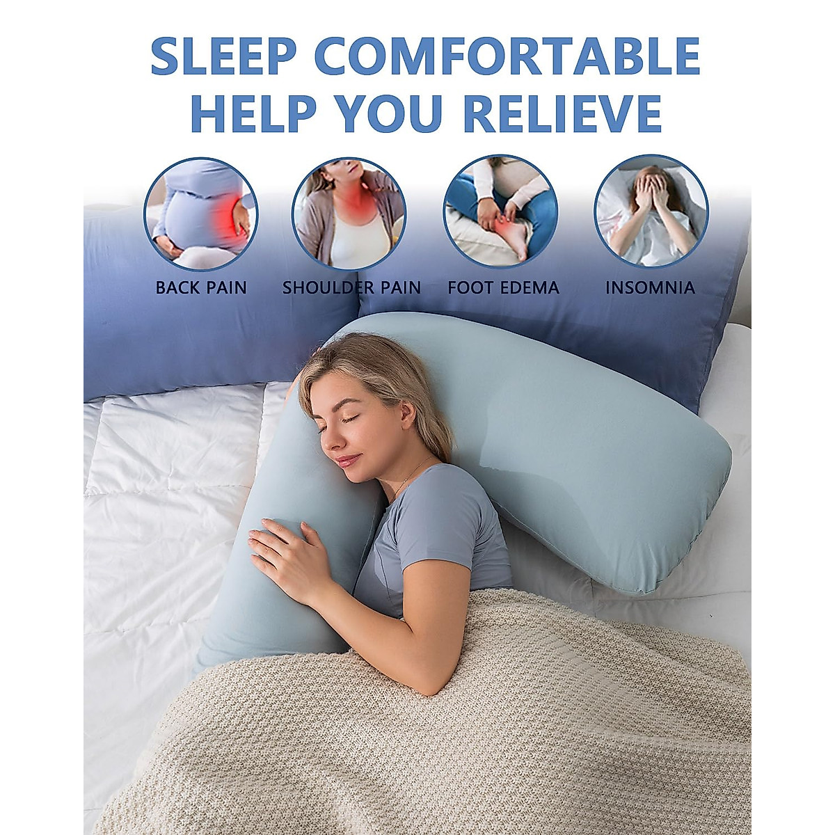 AngQi Body Pregnancy Pillow,L-Shaped Pregnancy Pillow for Side Sleepers,Maternity Body Pillow with Jersey Cotton Cover, Light Green