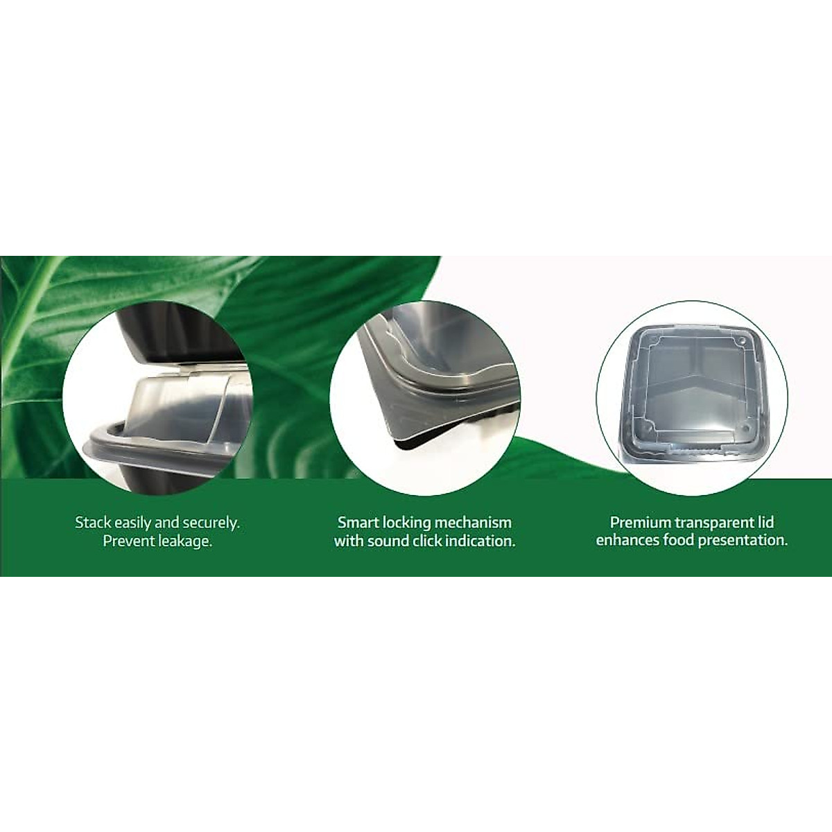 DHG PROFESSIONAL 8" x 8" x 3", 1 Compartment Tray with Translucent Vented Lid. Combo Pack (Tray and Lid). Pebble (150 Pack 1-Compartment)