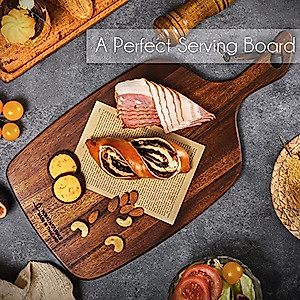 TALENT Wood Cutting Board, Wooden Cutting Boards for Kitchen, Acacia Wood Chopping Board, Serving Tray with Handles, for Meat Cheese and Vegetables, Pre Oiled, 18.9 x 9.5 x 0.6 in