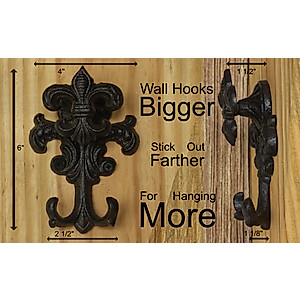 Stelalloy Decorative Wall Hook - Cast Iron Hooks - Black Coat Hooks Towel Hooks for Bathroom Hat Holder Purse Hook - Rustic Coat Hooks Wrought Iron Hooks - Garden Hooks - Pool Hooks
