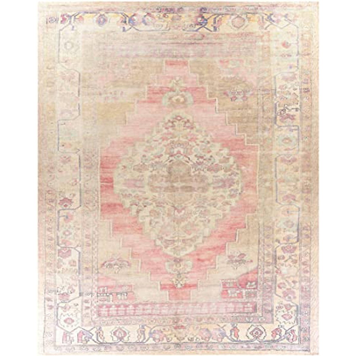 Hauteloom Holliday Living Room, Bedroom Area Rug - Traditional - Blue, Beige, Orange - 5' x 7'6"
