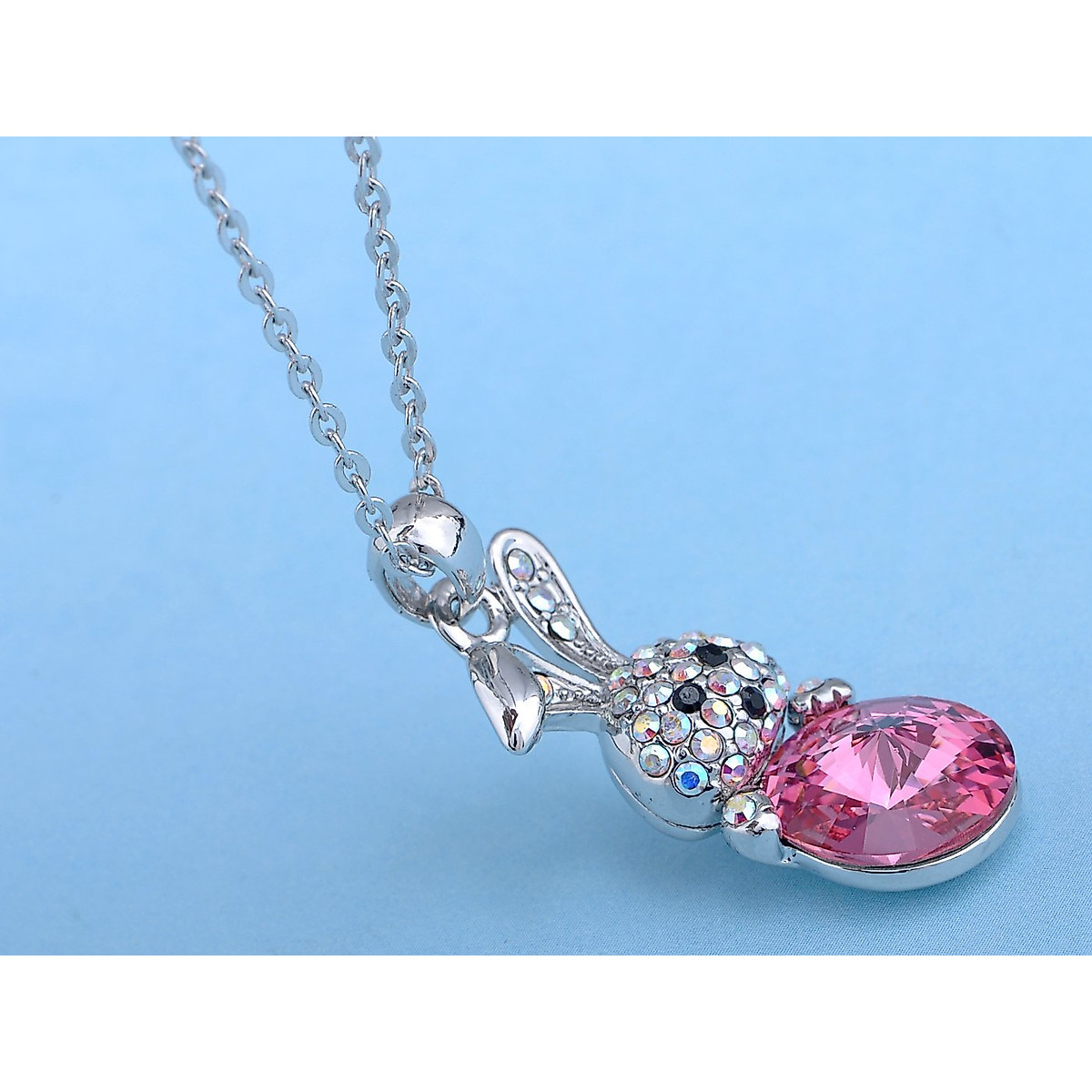 Alilang Rabbit Pendant Cute Animal Bunny Crystal Rhinestone Necklace for Women Gift