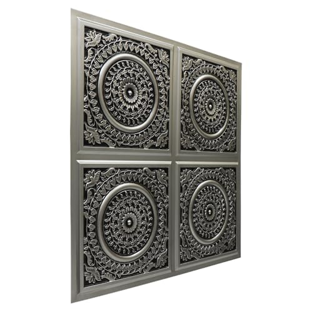 Grandma's Doilies Quartet-Faux Tin Ceiling Tile - Antique Silver 25-Pack