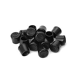 Chair Leg Tips Caps Non-Slip Rubber Leg Tips 1” Inner Diameter Furnigear -Black Chair Leg Floor Protectors Round , 16 Pack
