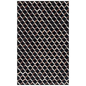 Safavieh Studio Leather Collection Area Rug - 5' x 8', Black & Brown, Handmade Modern Leather & Wool, Ideal for High Traffic Areas in Living Room, Bedroom (STL901Z)