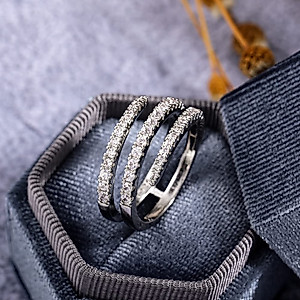 hsiyyecg Shiny Three Rows Pavé Cubic Zirconia CZ Halo Twist Eternity Engagement Wedding Band Ring for Women (US size 6)