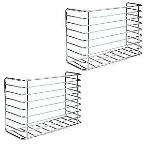 mDesign Steel Metal Wire Wall Mount Kitchen Storage Organizer Basket - Cabinet Door Holder Bins for Bags, Tin Foil, Wax Paper, Cling Wrap - Concerto Collection - 2 Pack - Chrome