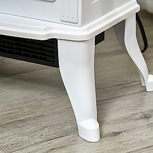 HOMCOM 17" Freestanding Electric Fireplace Stove, Fire Place Heater with Realistic Logs and Flame Effect, Adjustable Temperature, and Overheat Protection, 750W/1500W, White