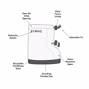 Stonz Toddler Booties - All-weather nylon booties for babies and Kids to fit over shoes and stay on, featuring a flexible sole for versatile use.